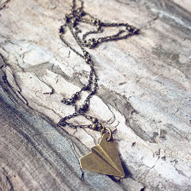 aviator // paper airplane pendant necklace – Peacock & Lime